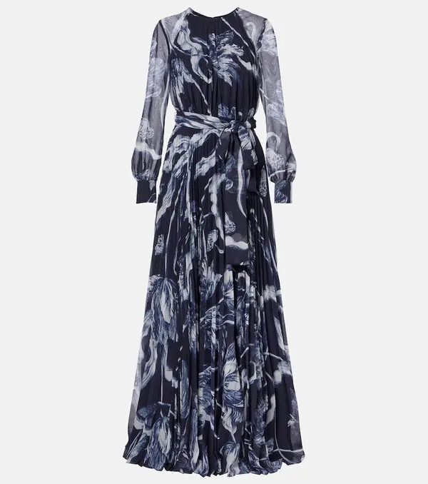Erdem Floral Voile Gown - Blue