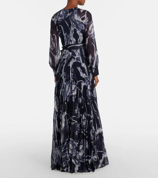 Erdem Floral Voile Gown - Blue