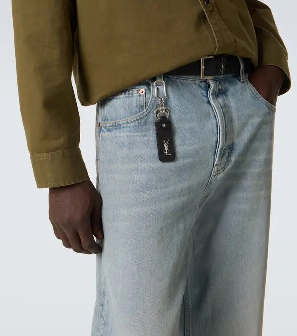 Saint Laurent Cassandre Leather Keychain