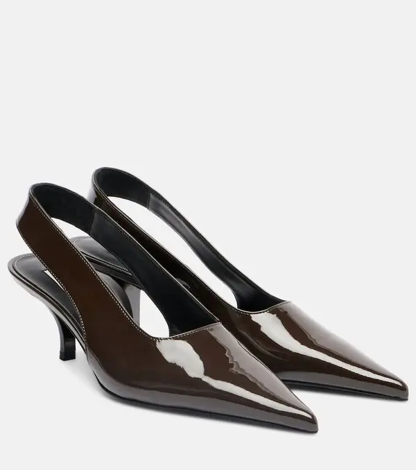 TOTEME Patent Leather Slingback Pumps - Brown