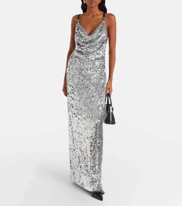 Coperni Draped Sequined Gown