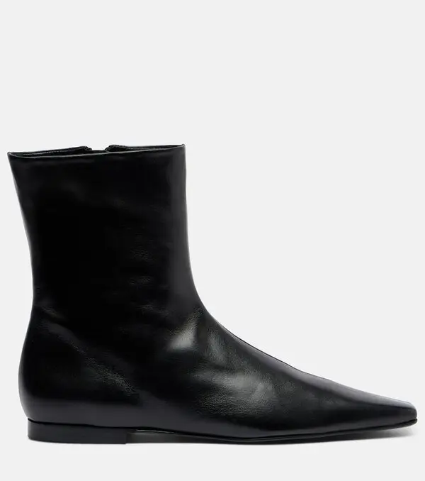 TOTEME Leather Ankle Boots - Black