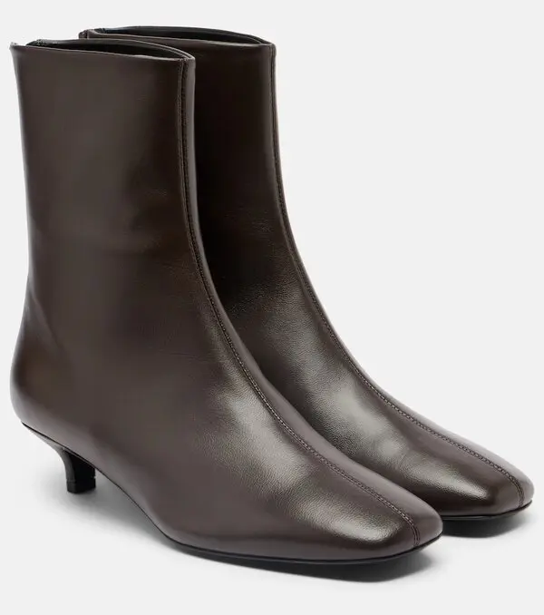 TOTEME Leather Ankle Boots - Brown