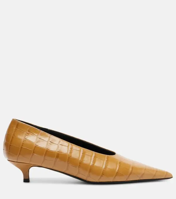 TOTEME 35 Croc-effect Leather Pumps - Brown