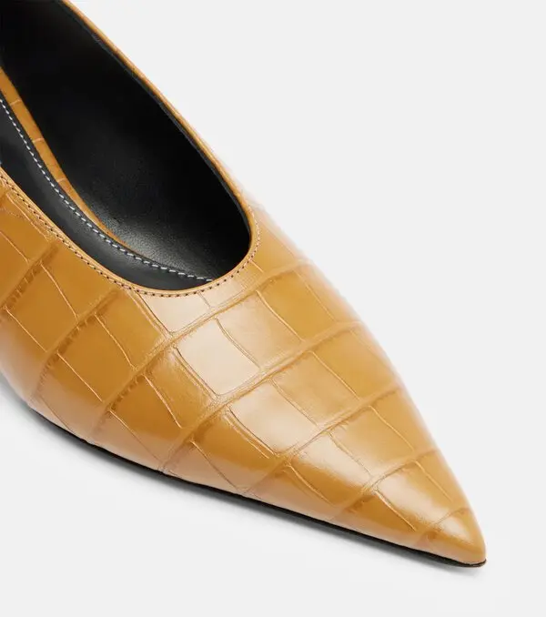 TOTEME 35 Croc-effect Leather Pumps - Brown