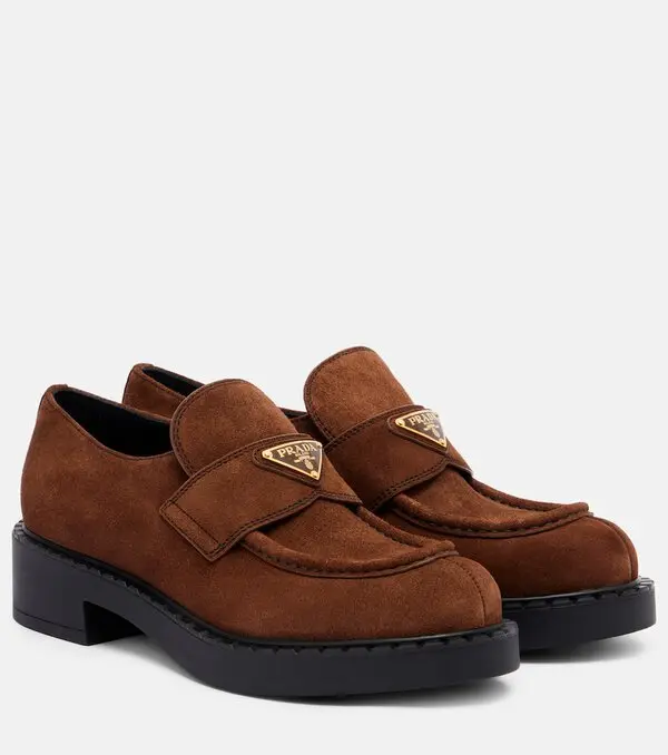Prada Chocolate Suede Loafers - Brown