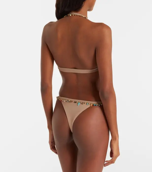 Christopher Esber Beach Quartz Embellished Bikini Bottoms - Brown