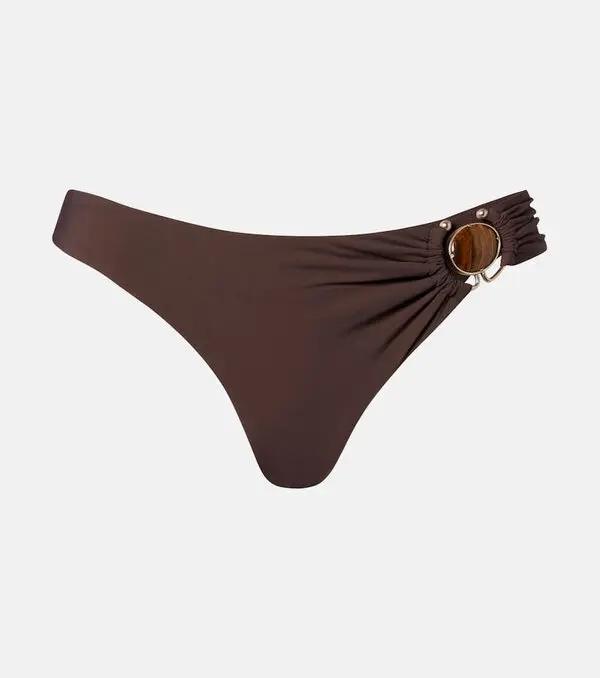 Christopher Esber Embellished Ring-detail Bikini Bottoms - Brown