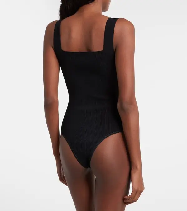 Alaïa Ribbed-knit Bodysuit - Black