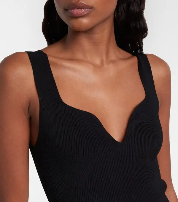 Alaïa Ribbed-knit Bodysuit - Black