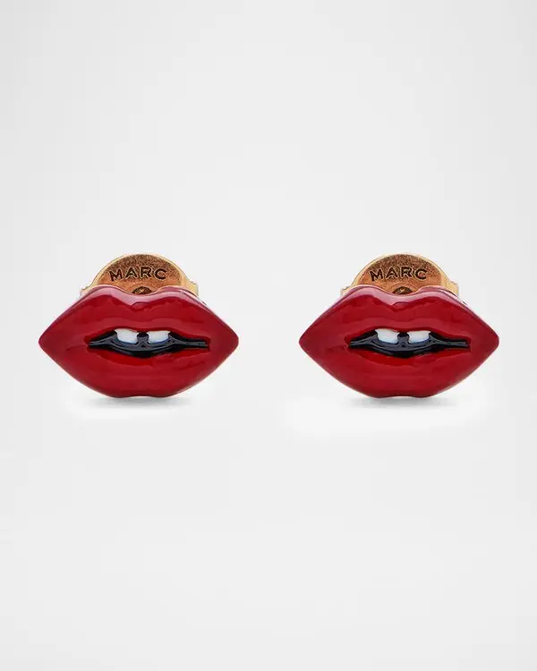 Marc Jacobs The Lips Stud Earrings - Gold/red