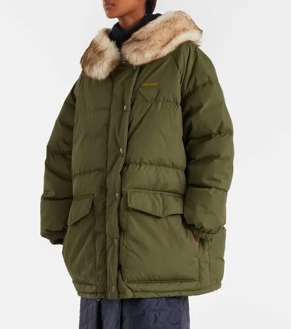 Prada Re-nylon Shearling-trimmed Down Coat
