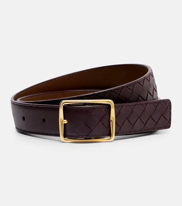 Bottega Veneta Reverso Leather Belt - Brown