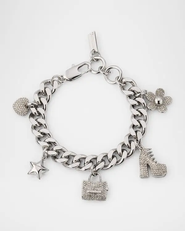 Marc Jacobs The Pave Mini Icon Charm Bracelet - Silver/cry