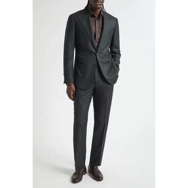 Thom Sweeney Structured Wide Lapel Wool Suit