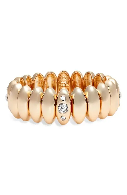 OPEN EDIT Cubic Zirconia Stretch Bracelet - Clear- Gold