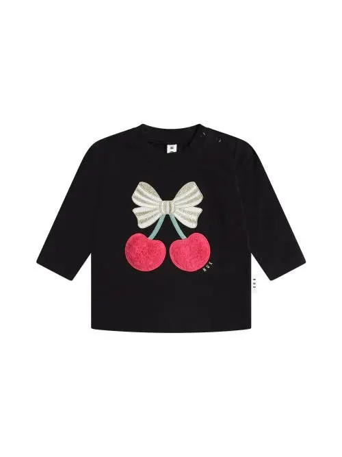 HUXBABY Cherry Ribbed Long Sleeve T-shirt