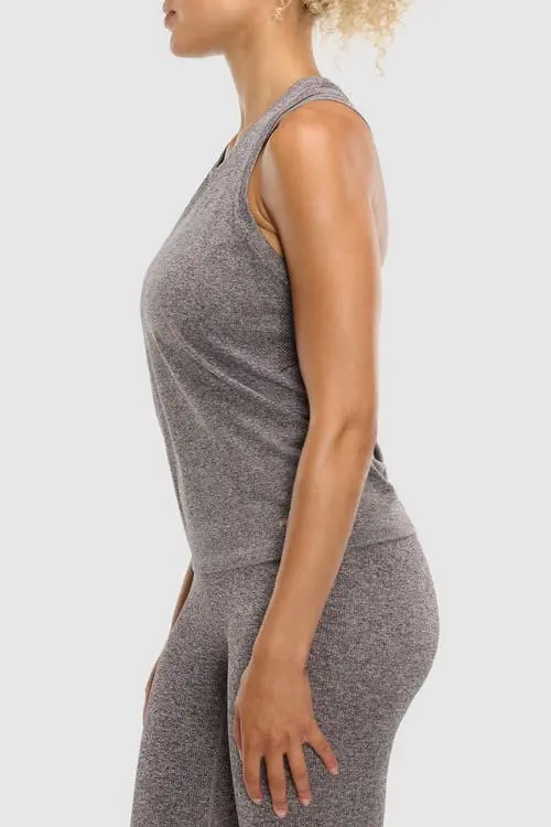 PELOTON Seamless Melange Tank - Cocoa