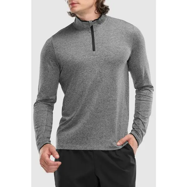 PELOTON Seamless Melange Quarter Zip Long Sleeve - Black