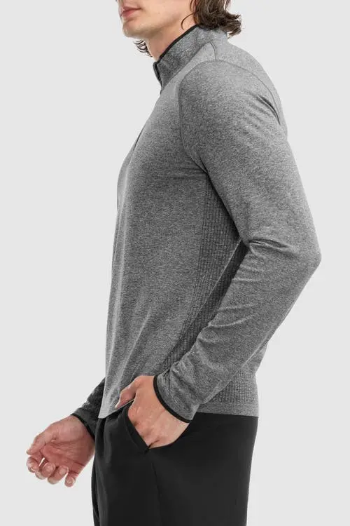 PELOTON Seamless Melange Quarter Zip Long Sleeve - Black