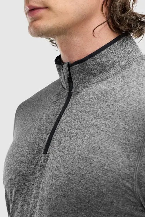 PELOTON Seamless Melange Quarter Zip Long Sleeve - Black