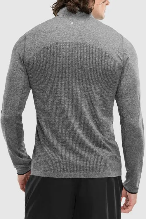 PELOTON Seamless Melange Quarter Zip Long Sleeve - Black