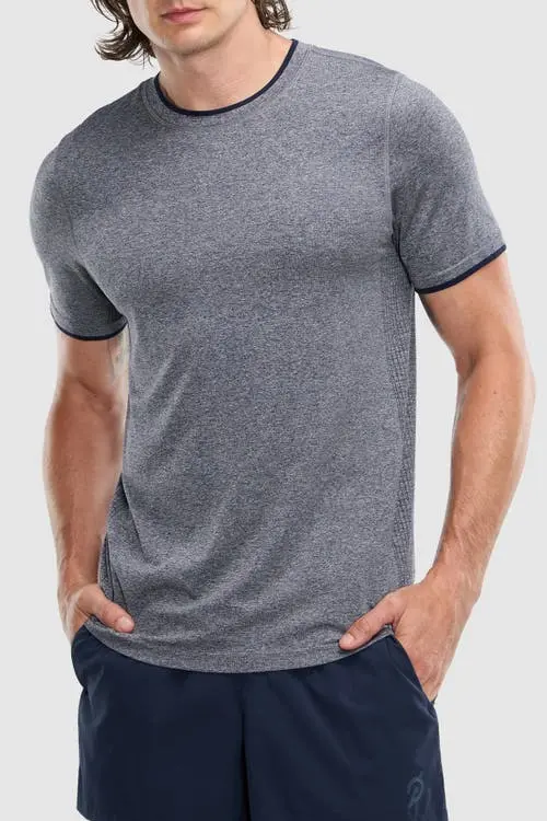 PELOTON Seamless Melange T-shirt With Contrast Detailing - Deep Navy