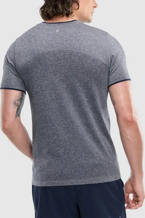 PELOTON Seamless Melange T-shirt With Contrast Detailing - Deep Navy