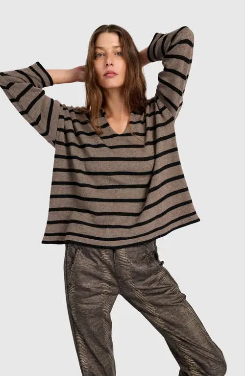 Alembika Surfside Collared Sweater - Latte Stripes