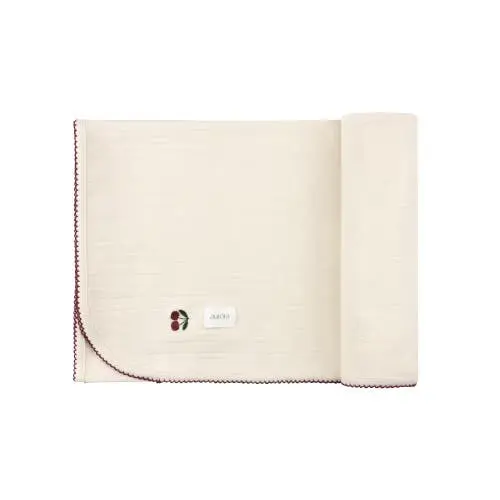 ELY'S & CO. Aurora Classics Embroidered Cherry Print Collectionblanket - Ivory/red