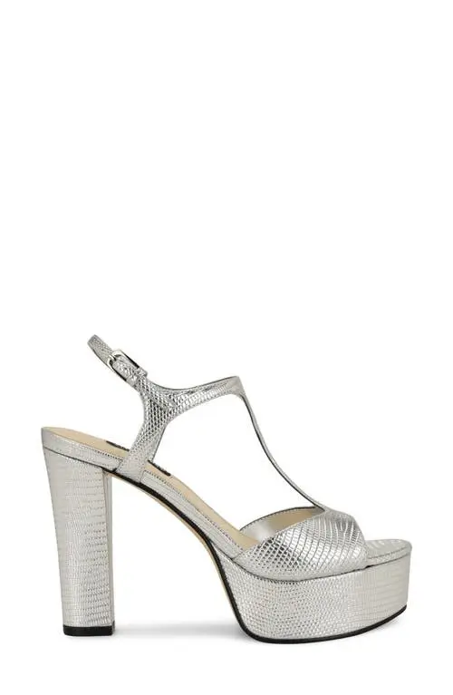 Nine West Naini Ankle Strap Platform Sandal - Silver