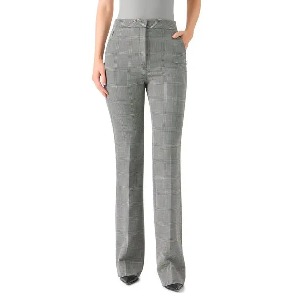 Akris Farida Check Virgin Wool Flare Leg Pants