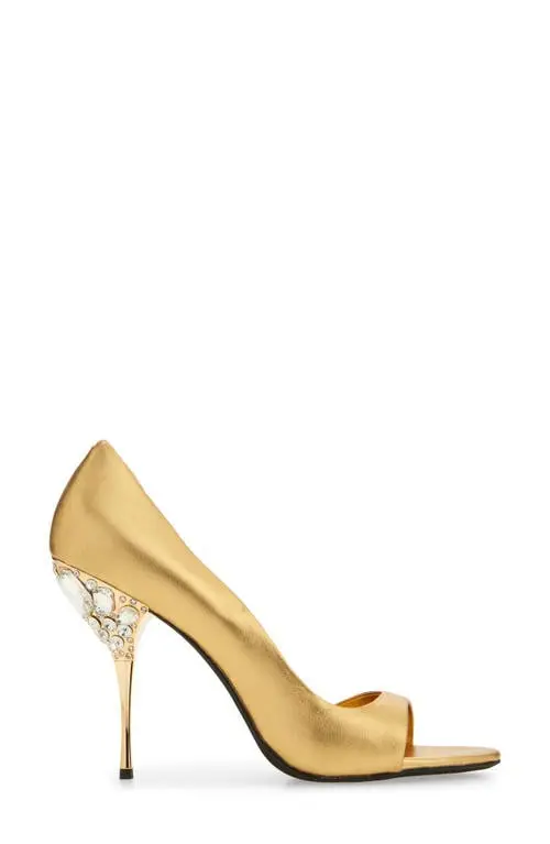 Jeffrey Campbell Alluria Crystal Heel Sandal - Gold Combo