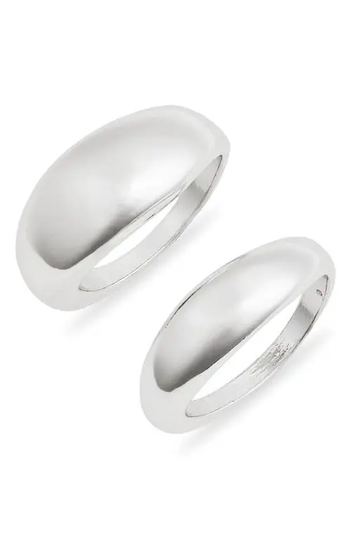 OPEN EDIT Set Of Two Domed Rings - Silver