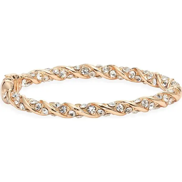 OPEN EDIT Pavé Crystal Hinged Bracelet - Clear- Gold