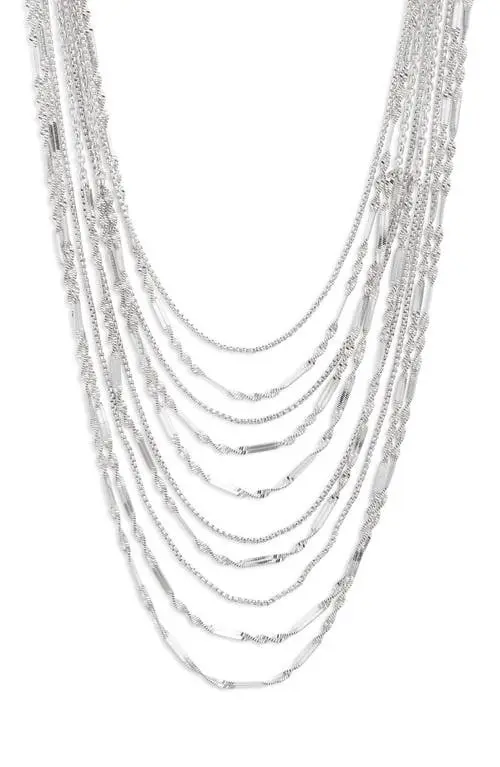 OPEN EDIT Layered Chain Necklace - Silver