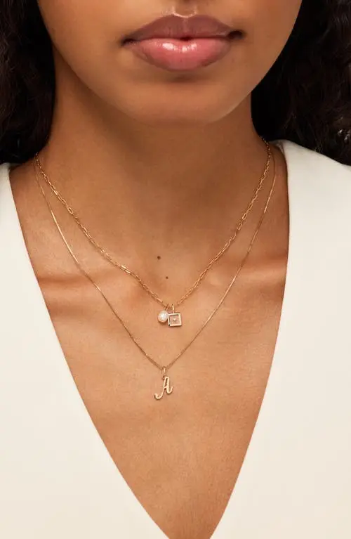 ANA LUISA Solid Yellow Gold Script Letter Pendant Necklace - C