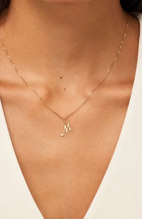 ANA LUISA Solid Yellow Gold Script Letter Pendant Necklace - C