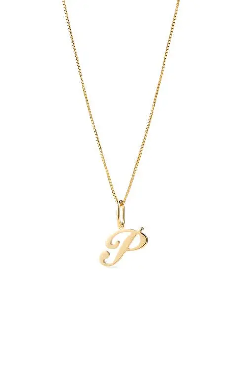 ANA LUISA Solid Yellow Gold Script Letter Pendant Necklace - P
