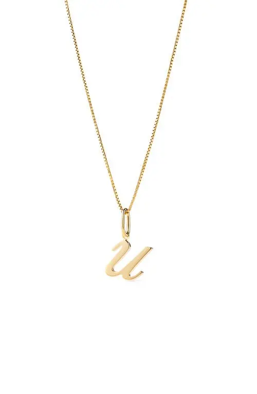 ANA LUISA Solid Yellow Gold Script Letter Pendant Necklace - U