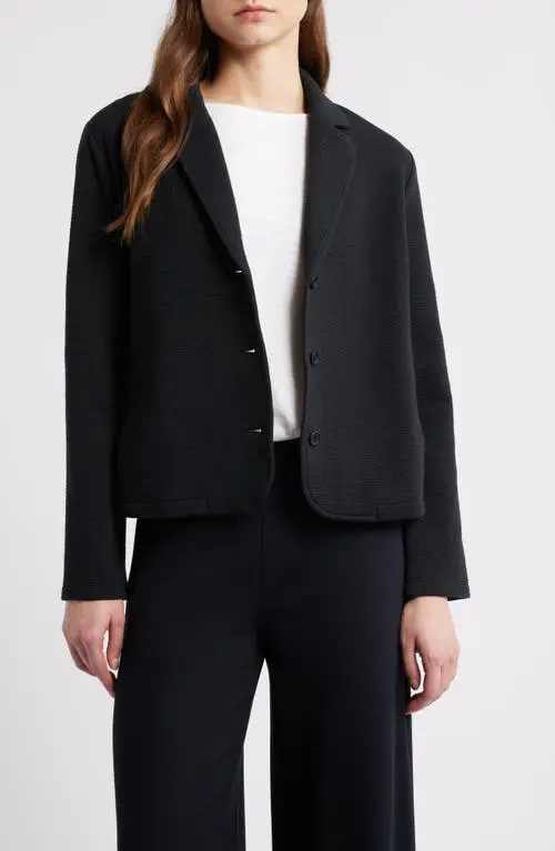 Eileen Fisher Notch-collar Organic Cotton-blend Jacket - Black