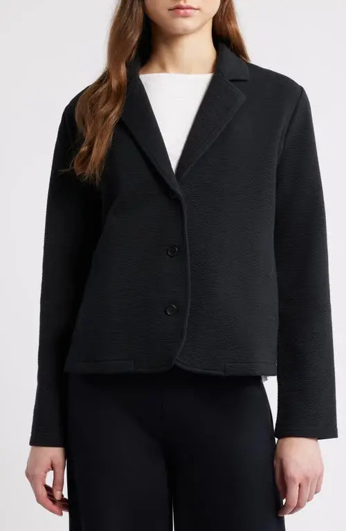 Eileen Fisher Notch-collar Organic Cotton-blend Jacket - Black