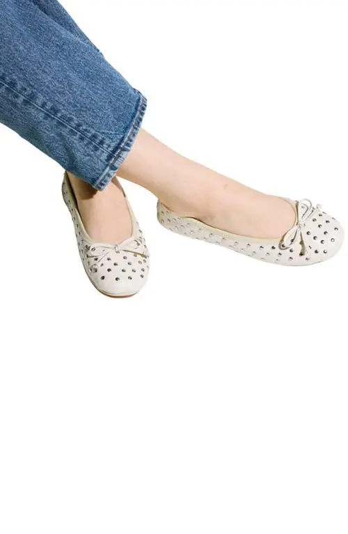 Yosi Samra Stella Studded Ballet Flat - Bone