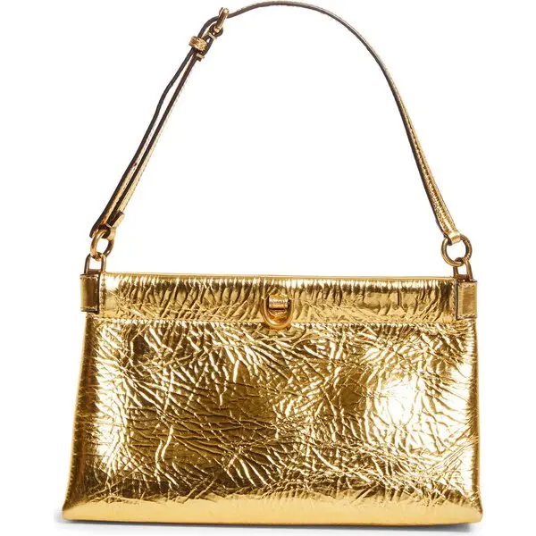 Etro Crinkled Metallic Leather Clutch