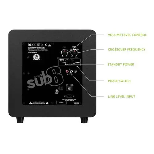 KANTO Sub8 8" Sealed Powered Subwoofer - Matte Black