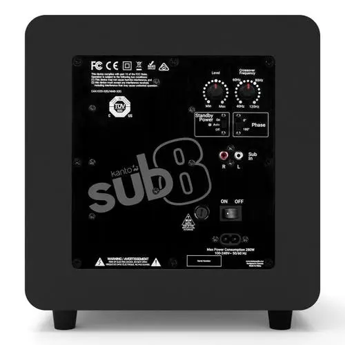 KANTO Sub8 8" Sealed Powered Subwoofer - Matte Black