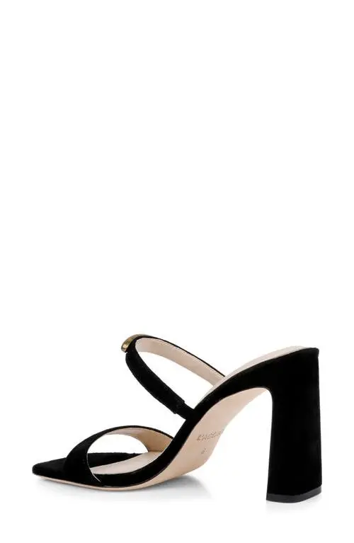 L'Agence Catriona Block Heel Sandals - Black Suede