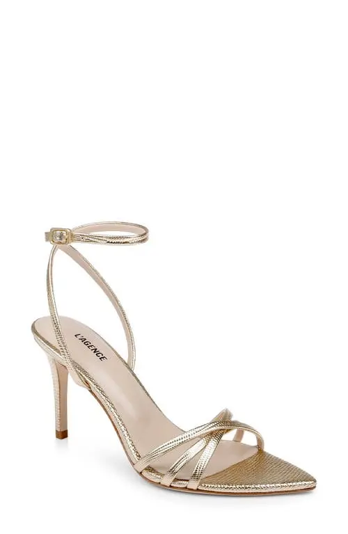 L'Agence Ankle Strap Sandal - Gold Lizard