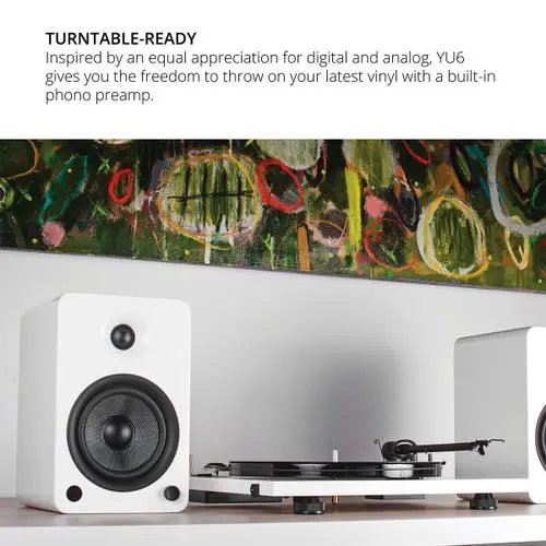 KANTO Yu6 Powered Bookshelf Speakers With Built-in Bluetoothpair - Matte White