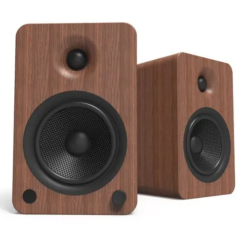 KANTO Yu6 Powered Bookshelf Speakers With Built-in Bluetoothpair - Walnut